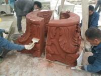 China SGS Certified Pure Red Sandstone Carving Garden Decorative Stone Relief Art for sale