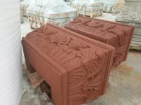 China SGS Certified Pure Red Sandstone Carving Garden Decorative Stone Relief Art for sale