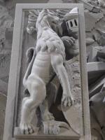 China bush hammered 3d Lion Stone Carving for sale