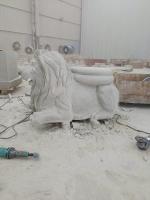 China bush hammered 3d Lion Stone Carving for sale