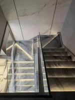 China Chinese Volkas Greey Marble Stone Tiles With Black Veins Beveled Edge  For Stair Step for sale
