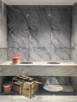 China 10mm 12mm Natural Grey Marble Stone Tiles For Bathroom Wall Decoration for sale