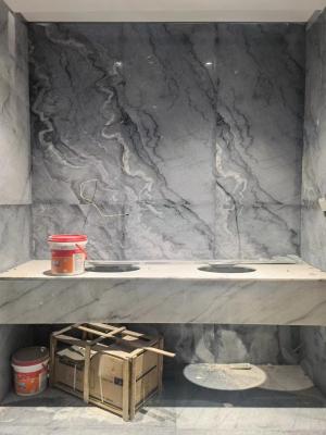 China 10mm 12mm Natural Grey Marble Stone Tiles For Bathroom Wall Decoration for sale