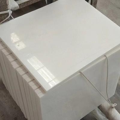 China Brushed Honed Straight Pure White Marble Floor Tiles for living room for sale
