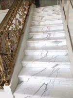 China Bullnose Edge  Volakas White Marble Stone Tiles For Stairs Waterproofing for sale