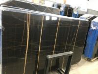 China Natural Black And Gold Big Marble Stone Slabs With Golden Veins for sale