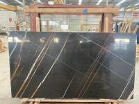 China Natural Black And Gold Big Marble Stone Slabs With Golden Veins for sale