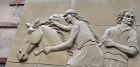 China Wall Decoration Natural Stone Sculptures Beige Color  Customizable for sale