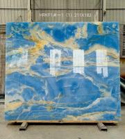 China Blue Onxy Marble Luxury Stone Tiles Stylish With Straight Or Beveled Edge for sale