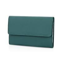 China Custom Jewelry Storage Bags Organizer Vegan Leather Green 23x15x2.54cm for sale