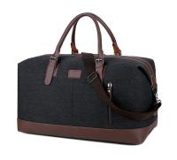 China Large Capacity Travel Duffel Bag Leather Black Canvas Shoulder Crossbody Weekend for sale