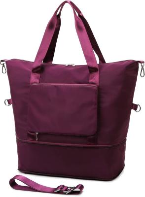 China Large Capacity Expandable Dry Wet Separation Bag Travel Carry On Tote With Shoulder Strap for sale