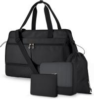 China Large Black 40L Carry On Weekend Overnight Bag Sports Gym Yoga Custom With Shoe pockets for sale