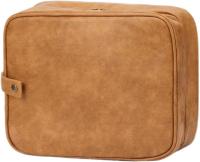 China 3 In1 Makeup Toiletry Travel Bag Brown Leather Water-Resistant Hanging With Hooks for sale