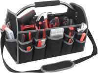 China 16 Inch 26 Pockets Steel Handle Custom Travel Tool Bag With Removable Shoulder Strap for sale