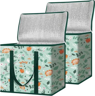China Heavy Duty Large Collapsible Insulated Reusable Grocery Custom Travel Cooler Bag for sale
