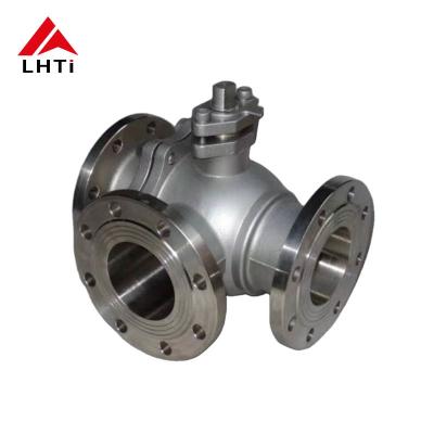 China Titanium 3 Way Ball Valve For Chemical And Power Industry Gr1 Gr2 PN16 PN 25 6 Inch Ball Valve for sale