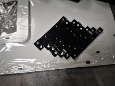 China Custom Black Powder-Coated Stamped Mounting Brackets | Multi-Hole Sheet Metal Support Plates | Precision Bending Steel Fixing Parts for Industrial and Electrical Assemblies for sale