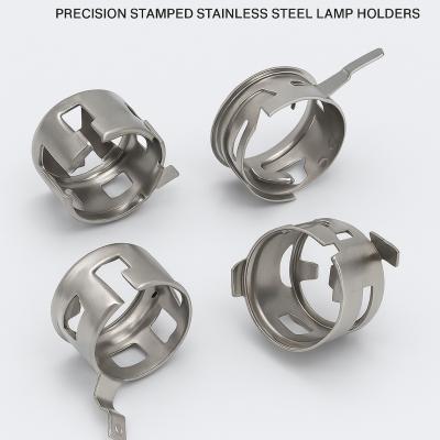 China Metal Lamp Socket Retainer Clips – Precision Stamped Stainless Steel Lamp Holders for Automotive or Industrial Lighting Fixtures for sale
