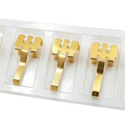 China Precision Stainless Steel Electrical Leaf Spring Clip with Gold Plated Surface for Custom OEM Applications for sale