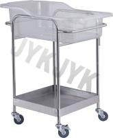 China 304SS Stainless Steel Hospital Infant Bassinet Baby Trolley Bed Crib Anti Bacterial for sale