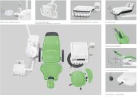 China Dental Chair Treatment Unit dental unit with operation light with 24V noiseless DC motor chair detal chair with 9 memory dental unit with 3 way syringe (cold/hot ) dental unit with doctor stool for sale
