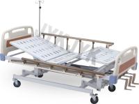 China Integrated Manual ABS Adjustable Hospital Bed ICU Cot With IV Pole for sale