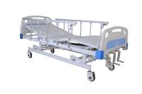 China Integrated Manual ABS Adjustable Hospital Bed ICU Cot With IV Pole for sale