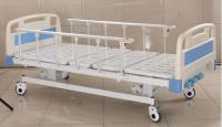 China Integrated Manual ABS Adjustable Hospital Bed ICU Cot With IV Pole for sale
