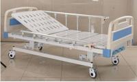 China Integrated Manual ABS Adjustable Hospital Bed ICU Cot With IV Pole for sale