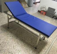 China Stainless Steel Patients Adjustable Examination Hospital Recliner Bed With Backrest PU Leather Mattress for sale