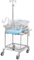 China Medical Newborn Infant Hospital Bassinet Crib Trolley Stainless Steel With Plastic Tray for sale
