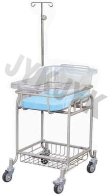 China Medical Newborn Infant Hospital Bassinet Crib Trolley Stainless Steel With Plastic Tray for sale