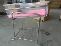China Medical Newborn Infant Hospital Bassinet Crib Trolley Stainless Steel With Plastic Tray for sale