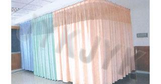 China Fireproof Medical Hospital Privacy Curtain Cubicle Screen Ceiling Hanging Blue Pink Green for sale