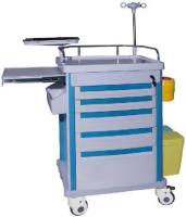 China ABS Emergency Medical Trolley Cart With Fiver Drawers CPR Board Hospital Furniture for sale