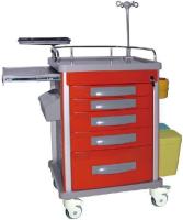 China ABS Emergency Medical Trolley Cart With Fiver Drawers CPR Board Hospital Furniture for sale