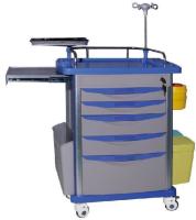 China ABS Emergency Medical Trolley Cart With Fiver Drawers CPR Board Hospital Furniture for sale