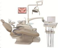China Dental Chair Treatment Unit dental unit with operation light with 24V noiseless DC motor chair detal chair with 9 memory dental unit with 3 way syringe (cold/hot ) dental unit with doctor stool for sale
