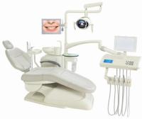 China Dental Chair Treatment Unit dental unit with operation light with 24V noiseless DC motor chair detal chair with 9 memory dental unit with 3 way syringe (cold/hot ) dental unit with doctor stool for sale