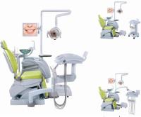 China Dental Chair Treatment Unit dental unit with operation light with 24V noiseless DC motor chair detal chair with 9 memory dental unit with 3 way syringe (cold/hot ) dental unit with doctor stool for sale