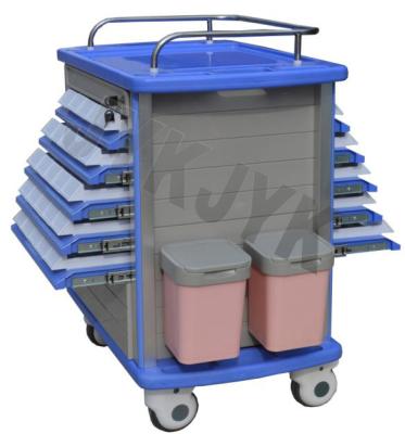 China ABS  Medicine Trolley with double side drawers medical trolley cart for sale