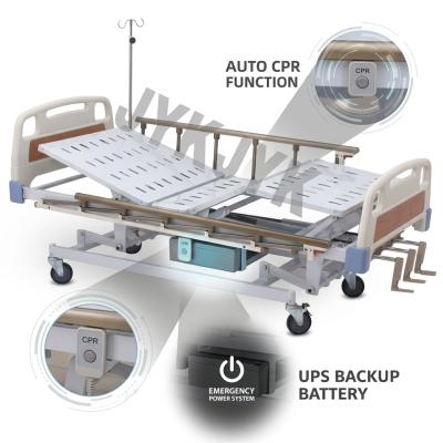 China Two Motor Electric Adjustable Hospital Bed With UPS Backup Battery System Auto CPR Function For Emergency Power Outage for sale