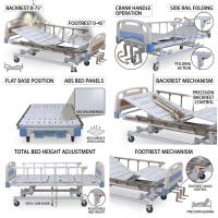 China Manual Two Crank Adjustable Hospital Bed Powder Coated Steel With ABS Side Rails Hospital Furniture for sale