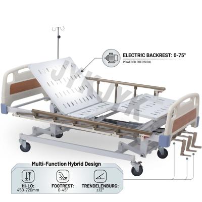 China Hybrid Electric Manual Adjustable Hospital Bed Backrest Electric Hi Lo Manual Crank Cost Effective Five Function Design for sale