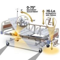 China Hydraulic Adjustable Hospital Bed Manual Height Control With Foot Pedal No Electricity Required Emergency Use for sale