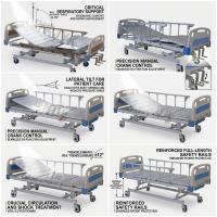 China Six Crank Multifunctional Manual Adjustable Hospital Bed With Trendelenburg Tilting For ICU Critical Care for sale