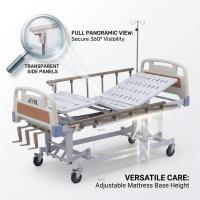 China Manual Pediatric Crib Style Adjustable Hospital Bed With Transparent Side Panels Height Adjustable Mattress Base Infant Safe for sale