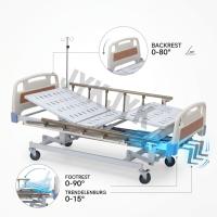 China Electric Gynecological Examination Adjustable Hospital Bed With Leg Support Stirrups Trendelenburg Position Drainage Basin for sale