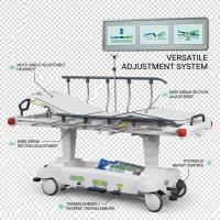 China Two-Section PP Plastic Transfer Stretcher Cart Aluminum Alloy Guideway Auto-Lock System 10 Castors for sale
